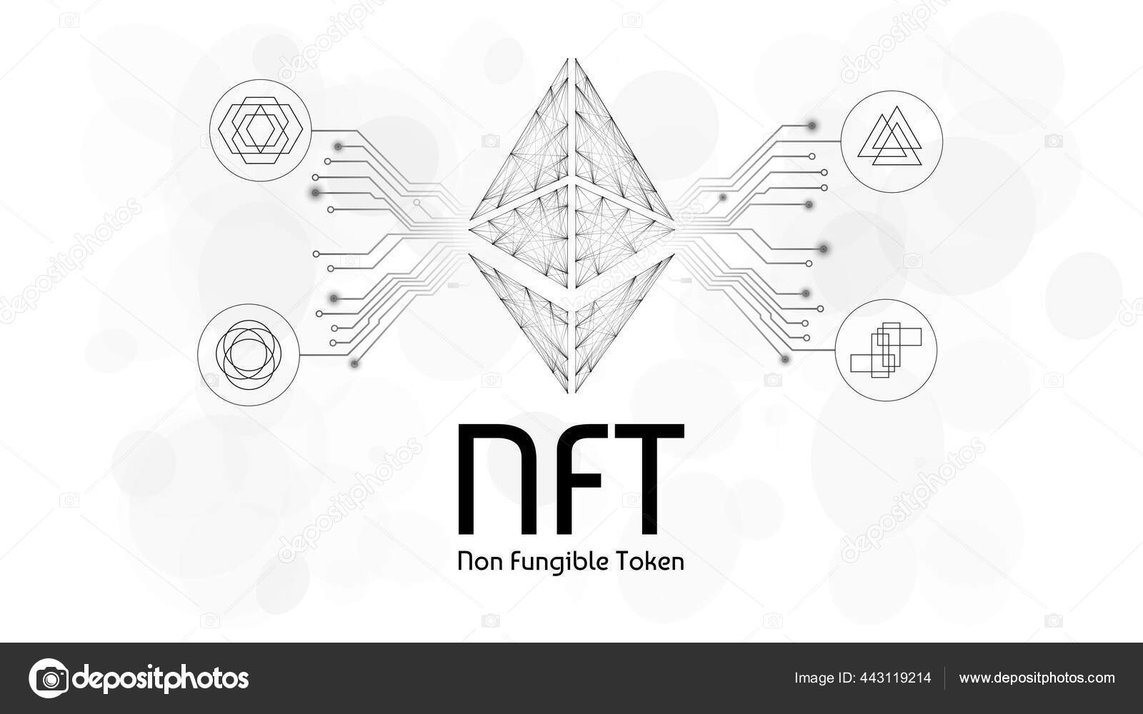 Nft Non Fungible Tokens Infographics Pcb Tracks Different Tokens White ...