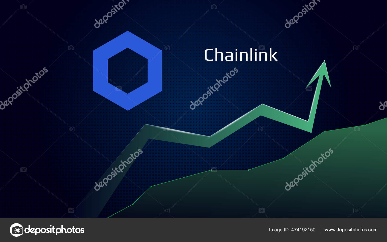 Chainlink Link Uptrend Price Rising Crypto Coin Symbol Green Arrow ...