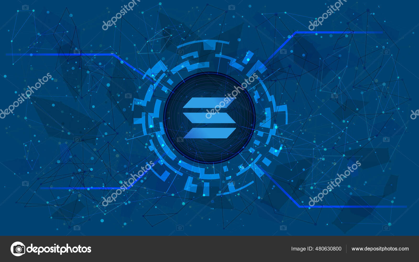 Solana Sol Token Symbol Digital Circle Cryptocurrency Theme Blue ...