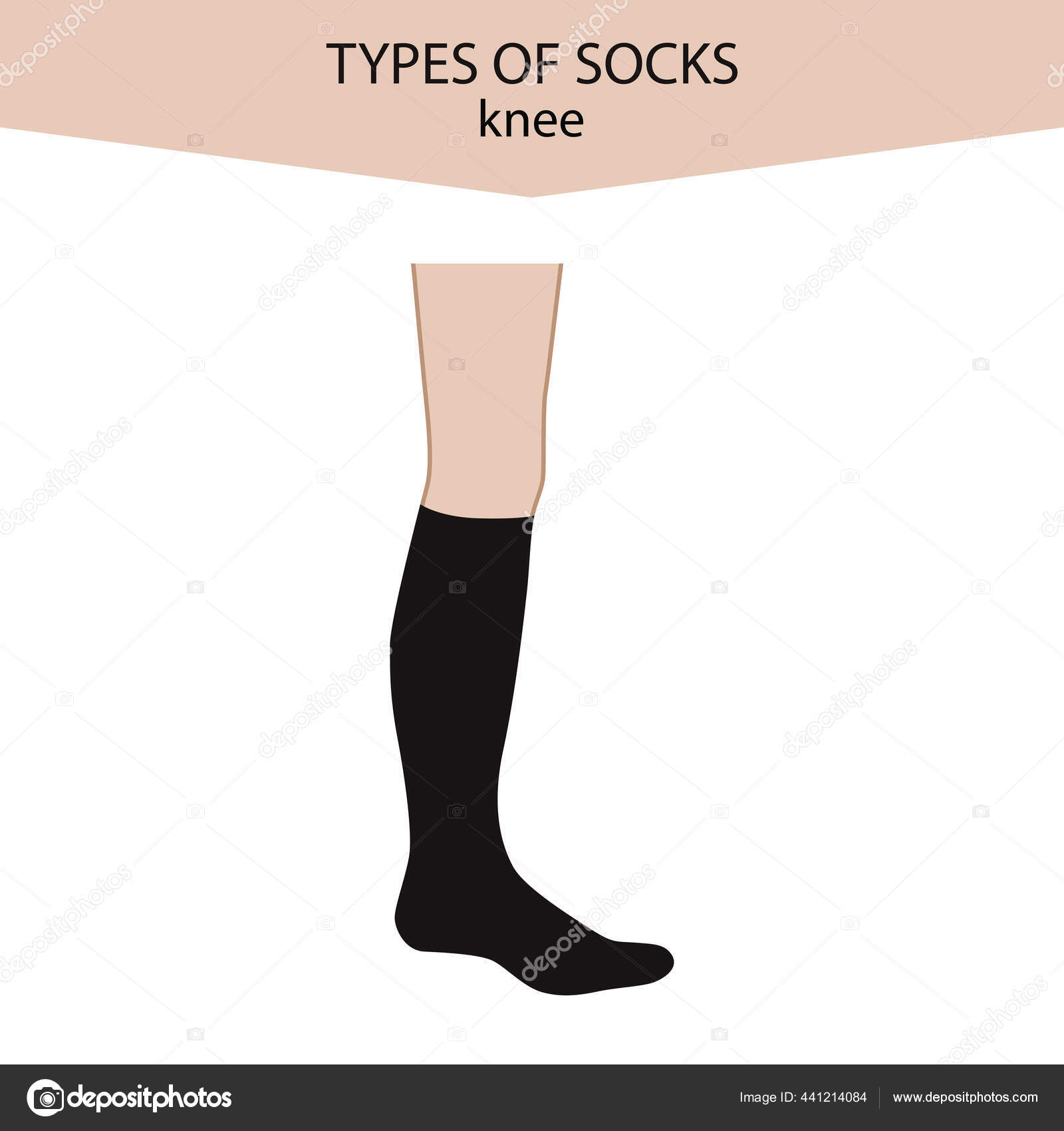 Knee Socks Knee Kind Socks Black Golf Leg Vector Illustration Stock ...