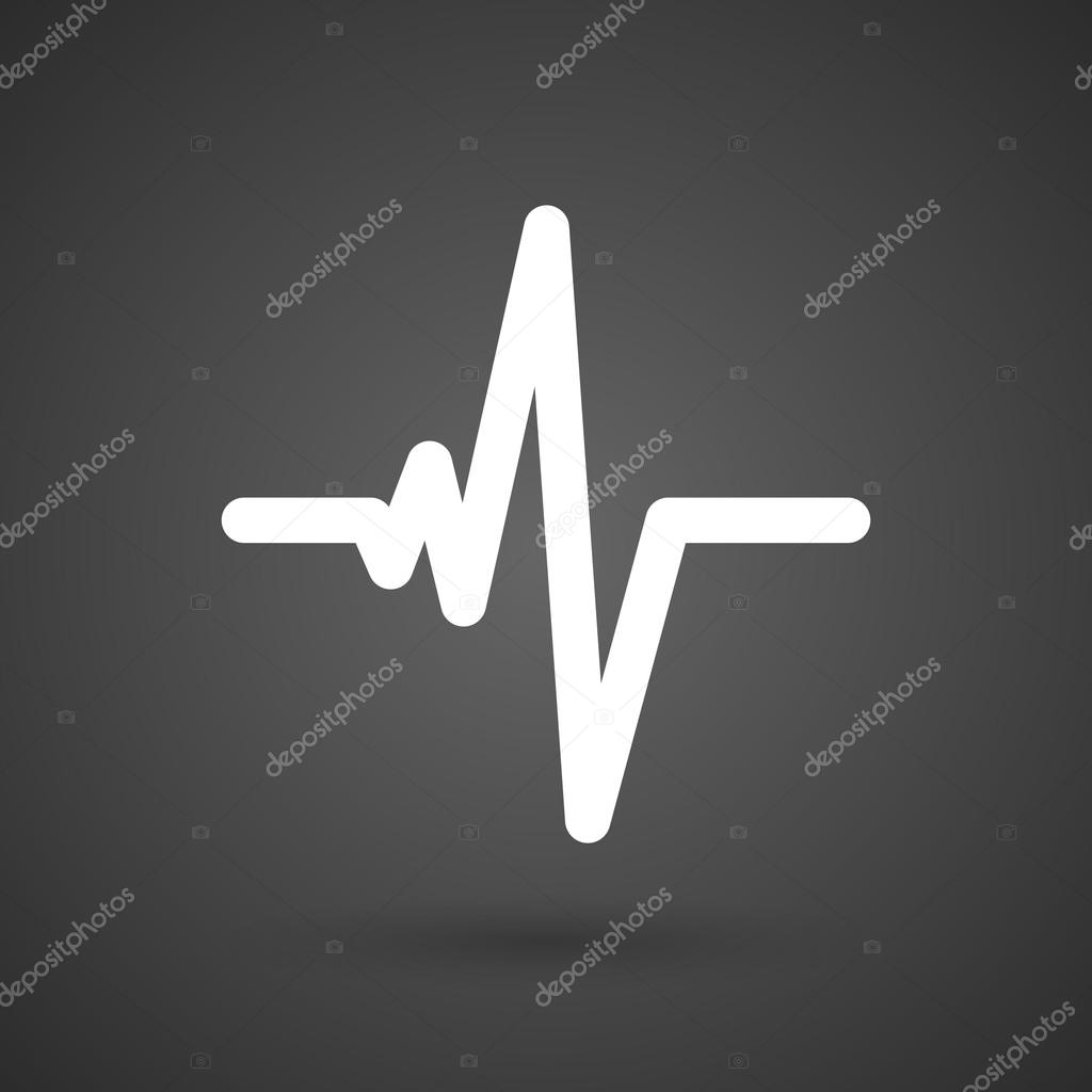 A heart beat sign white icon on a dark background Stock Vector Image by ...