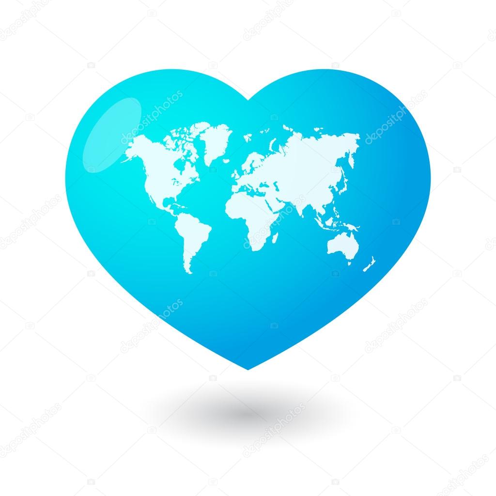 Corazón con un mapa del mundo 2022