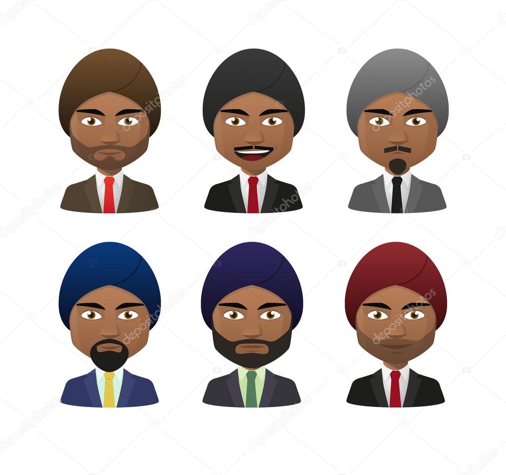 Young indian men wearing suit and turban avatar set Stock Vector Image ...