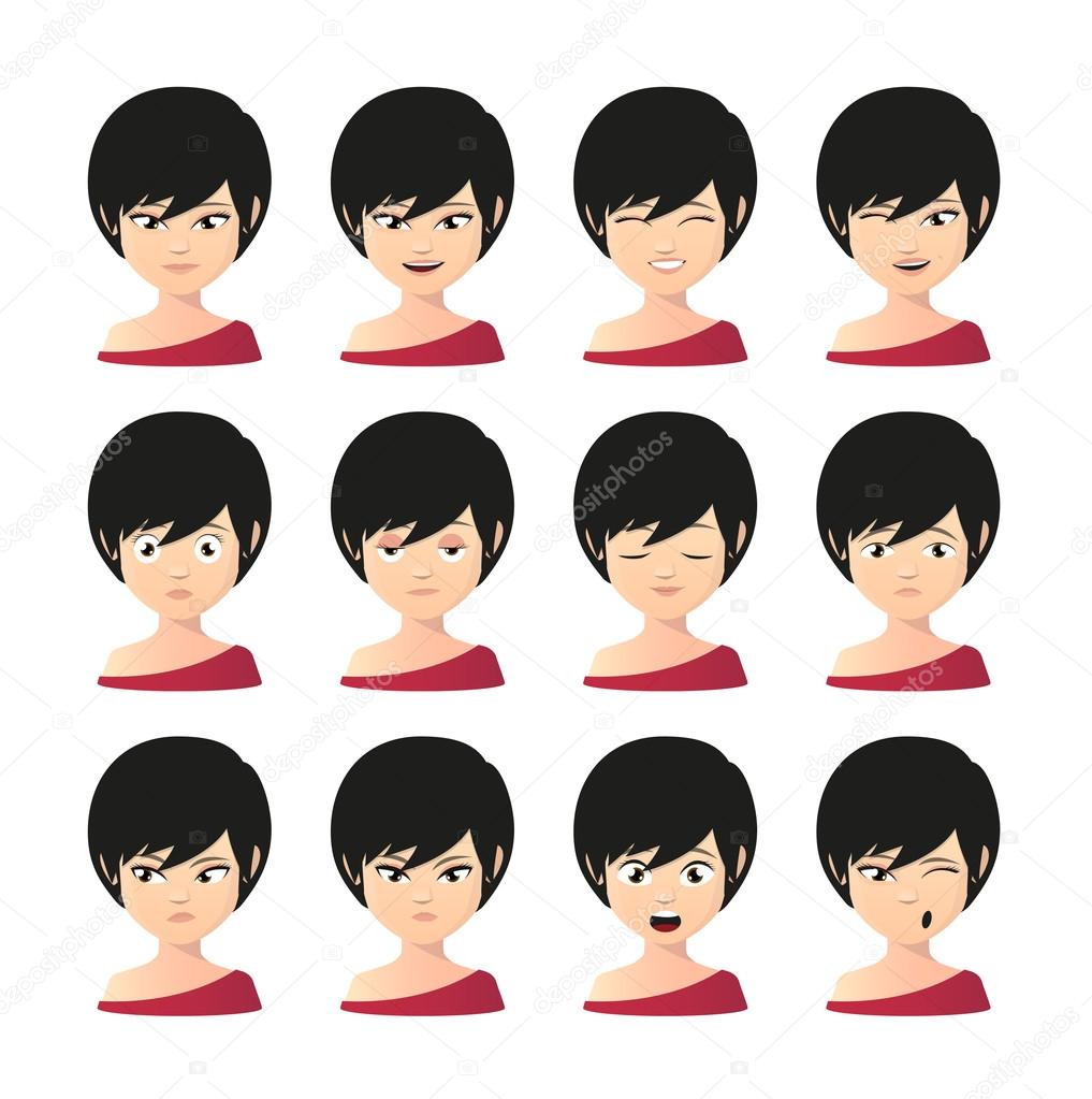 Female asian avatar expression set Stock Vector Image by ©jpgon #67057883