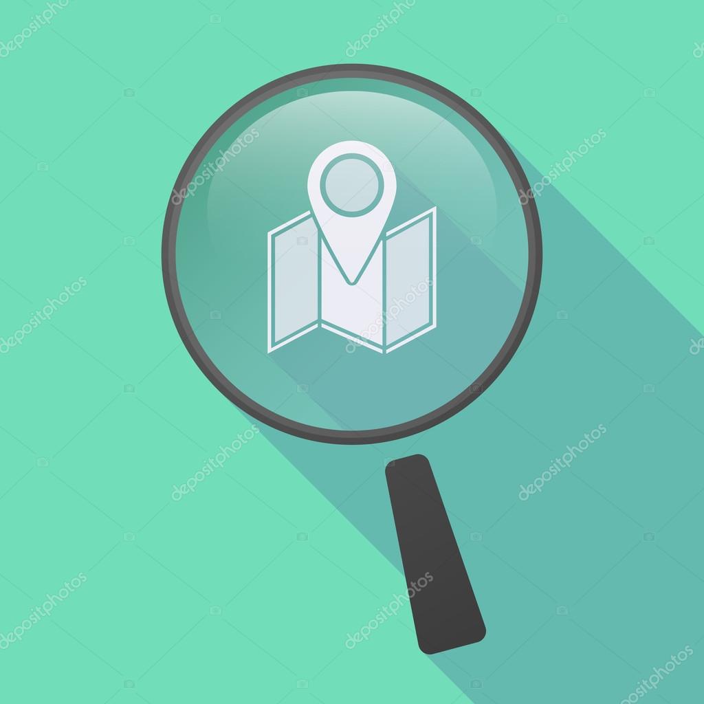 Long shadow magnifier icon with a map — Stock Vector © jpgon #85007956