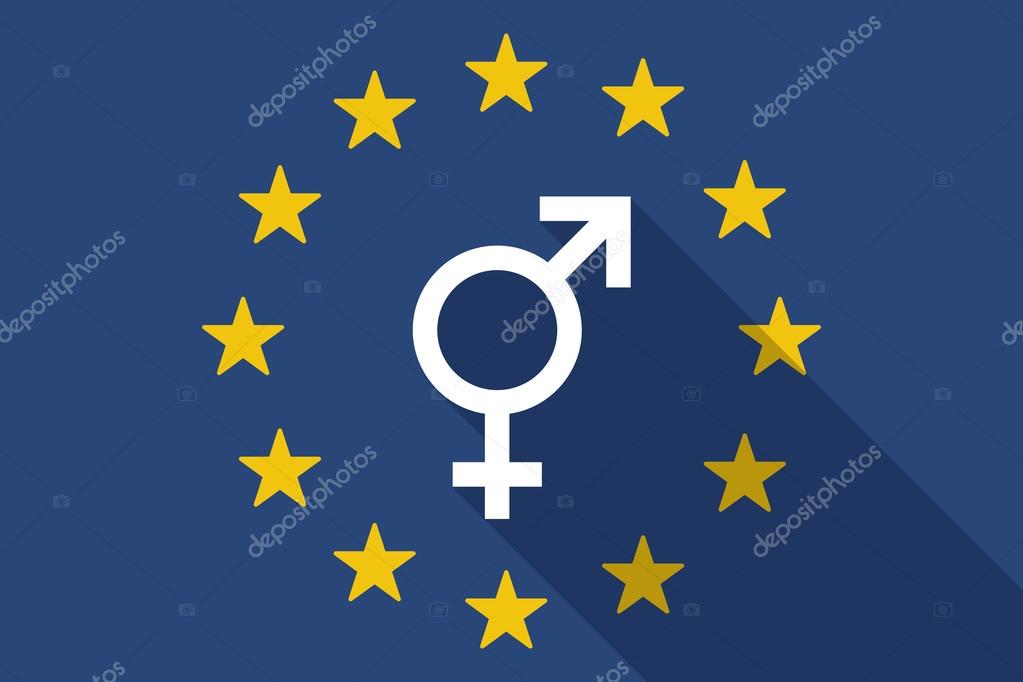 European Union long shadow flag with a transgender symbol Stock Vector ...
