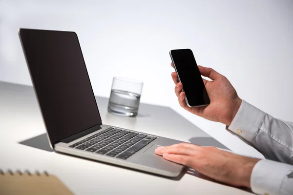 Using blank laptop and phone - Stock Image - Everypixel