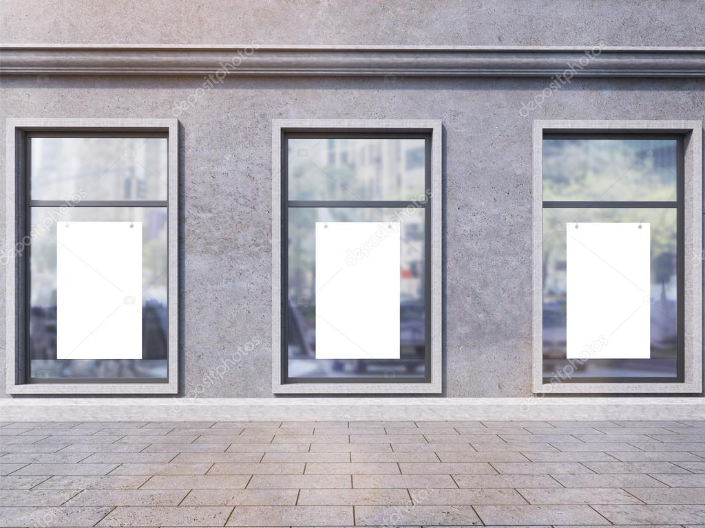 Windows with blank posters Stock Photo by ©denisismagilov 109670246