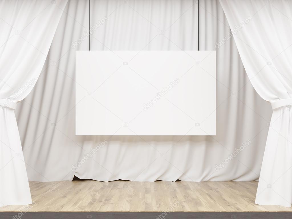 White stage with billboard Stock Photo by ©denisismagilov 110362342