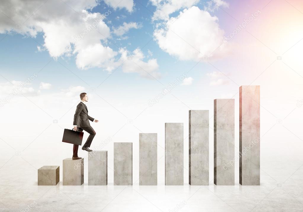 Man climbing chart bars Stock Photo by ©denisismagilov 114553140