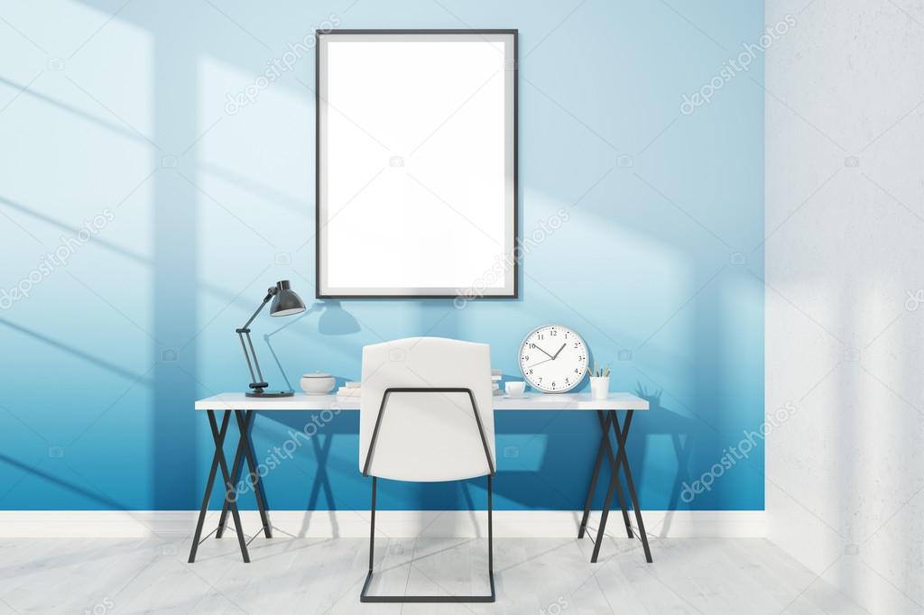 Cosy work place with poster — Stock Photo © denisismagilov #116849614