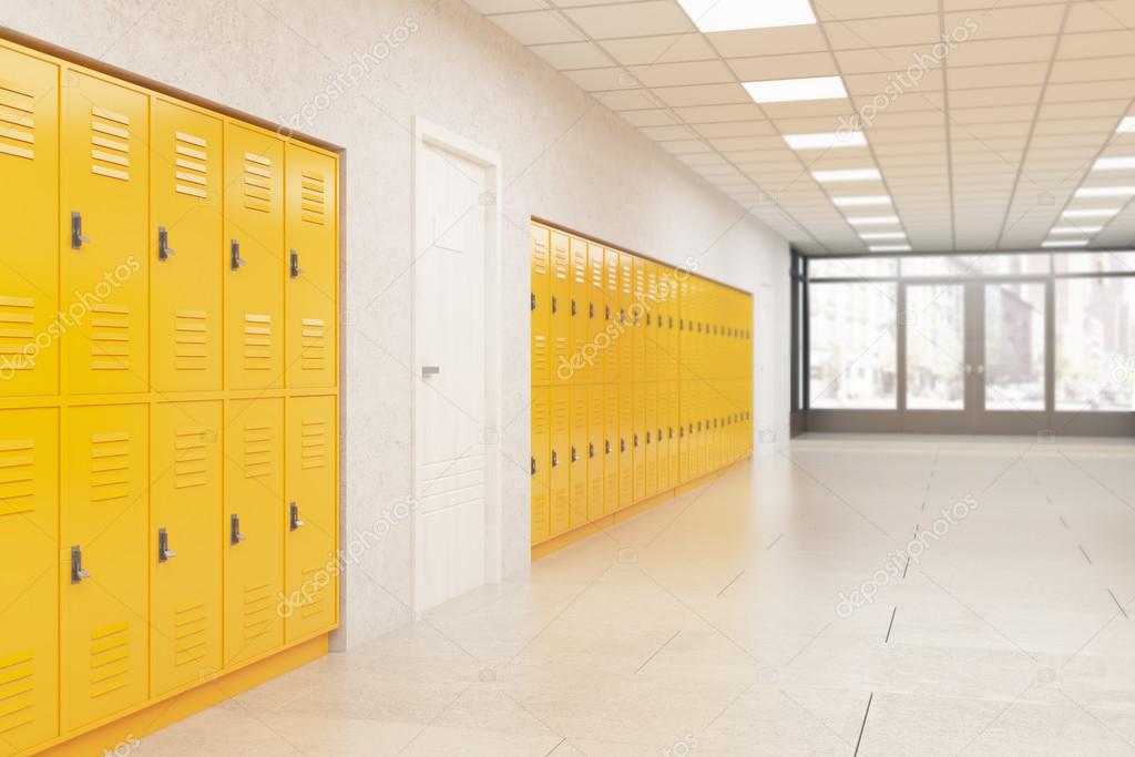 School Corridor With Lockers