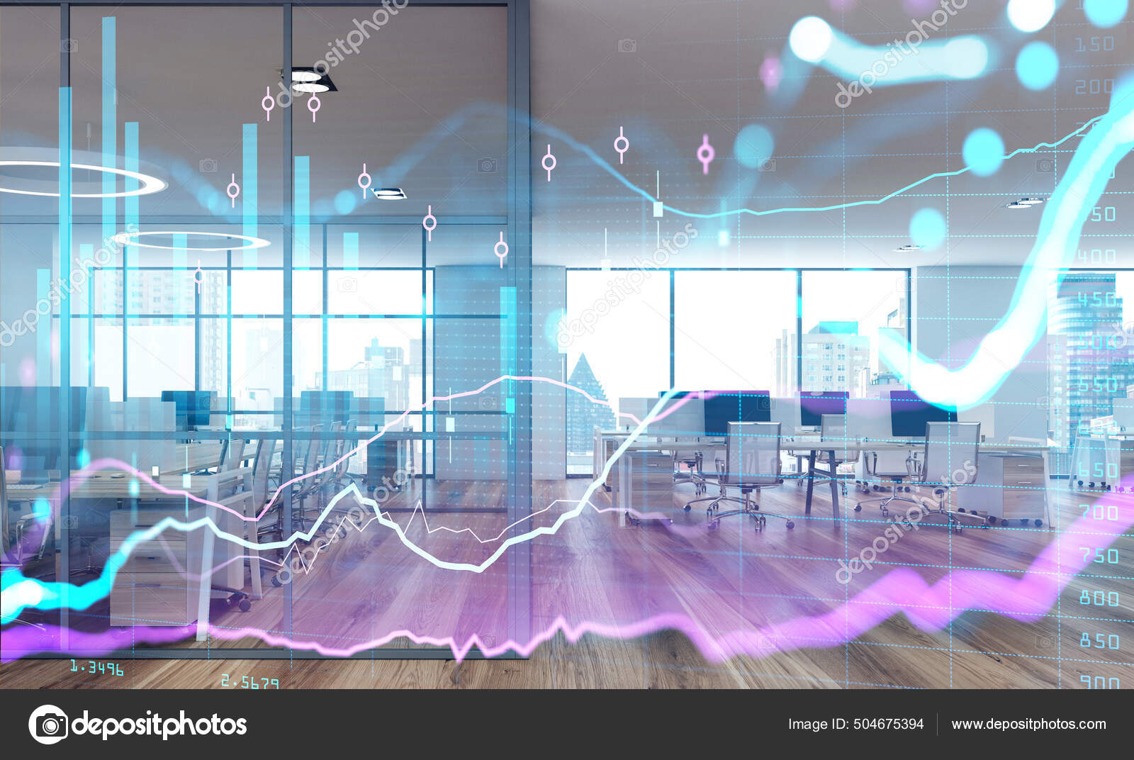 Financial Chart Rising Graph Lines Numbers Illustrate Stock Market ...