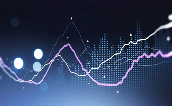 Financial rising graph and chart with lines that illustrate investment ...