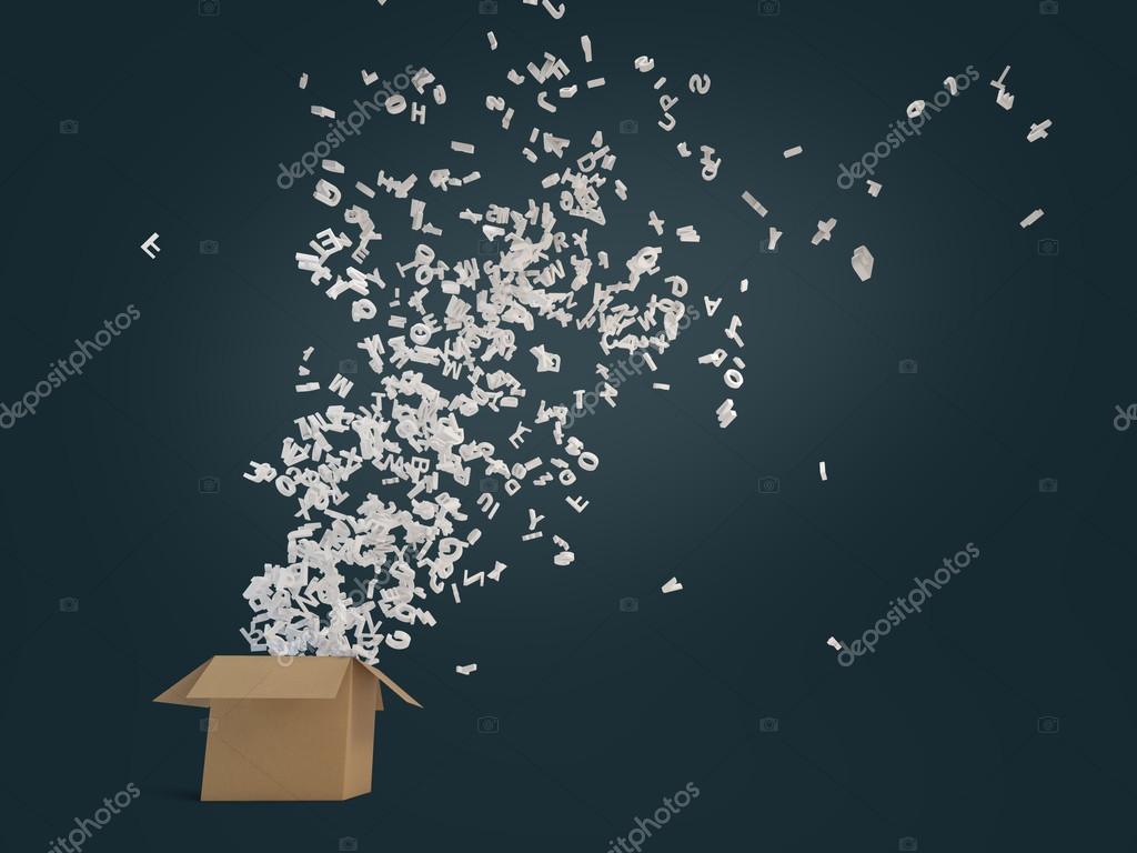Letters flying out of box Stock Photo by ©denisismagilov 60647911