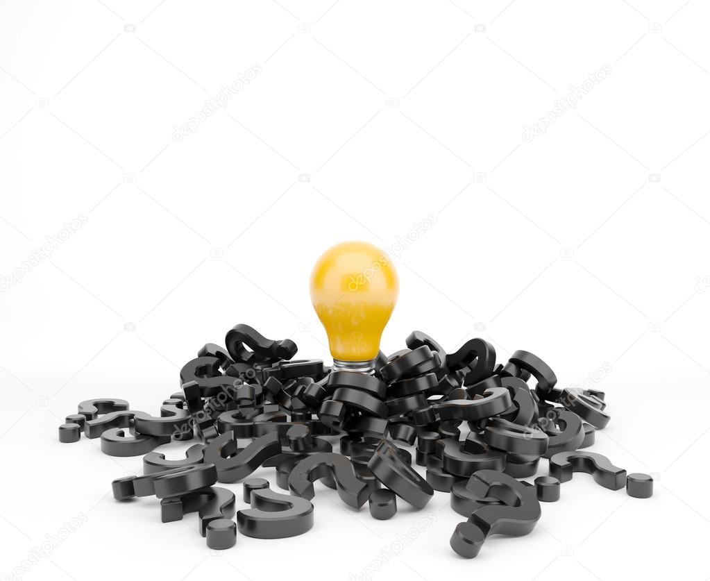 Yellow lightbulb and question marks Stock Photo by ©denisismagilov 62433721