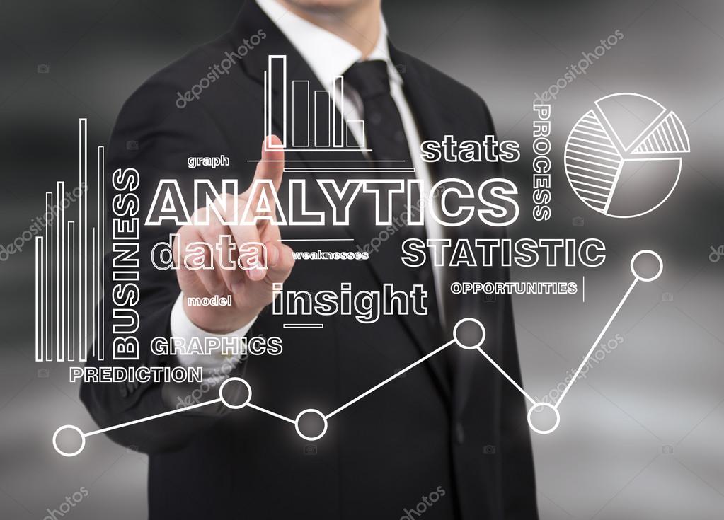 Businessman touching analytics Stock Photo by ©denisismagilov 63230929