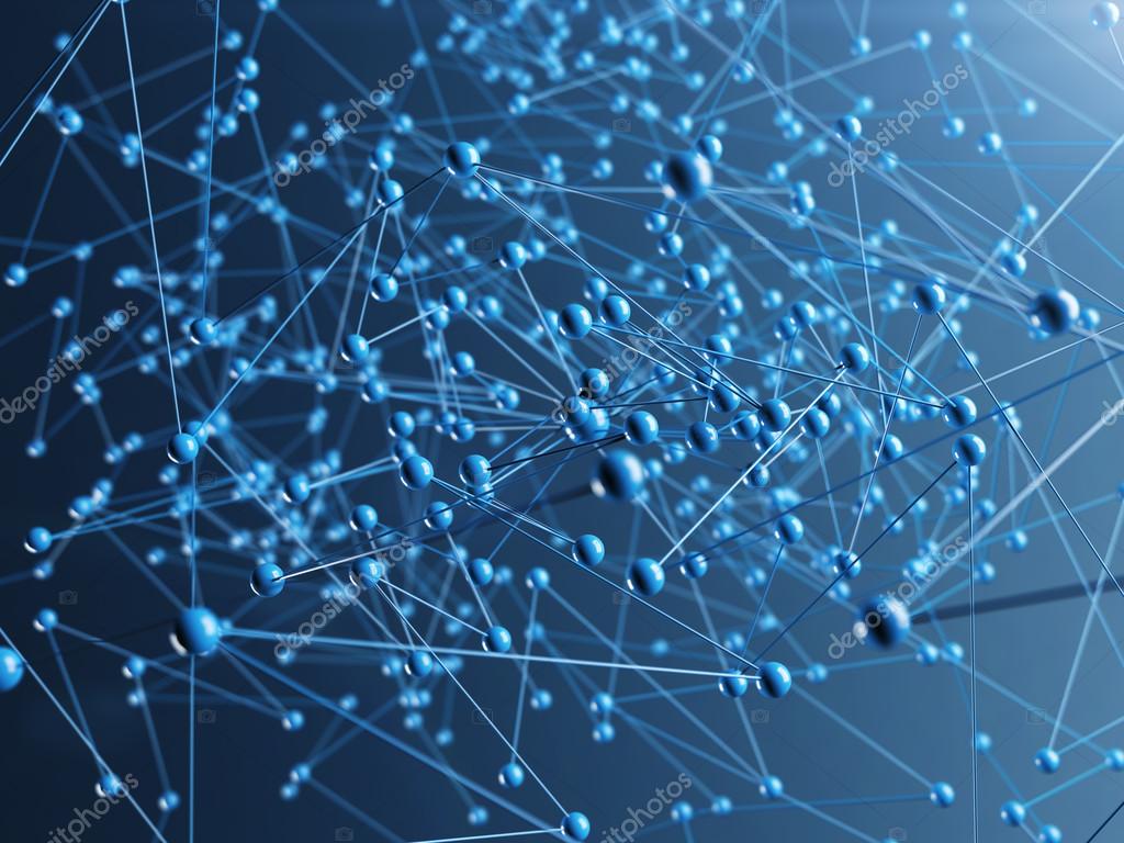 Molecular structure illustration. Close up of blue chemical elements ...