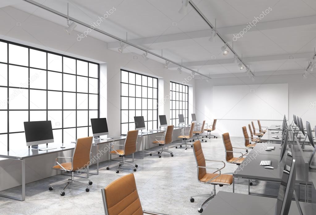 Open space office with computers — Stock Photo © denisismagilov #95204550