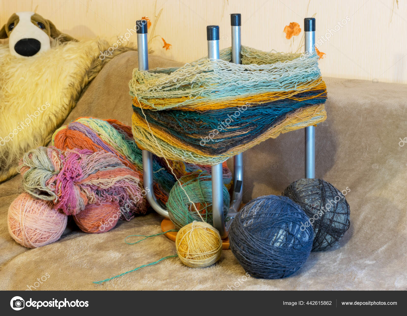 Picture Yarn Spools Balls Wool Thread Skeins Prepared Spooling ...