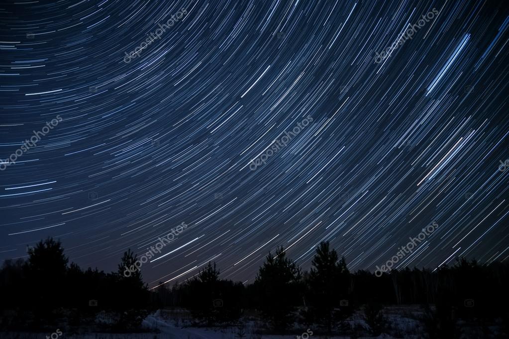 Star tracks sky forest Stock Photo by ©Iri_sha 92860982