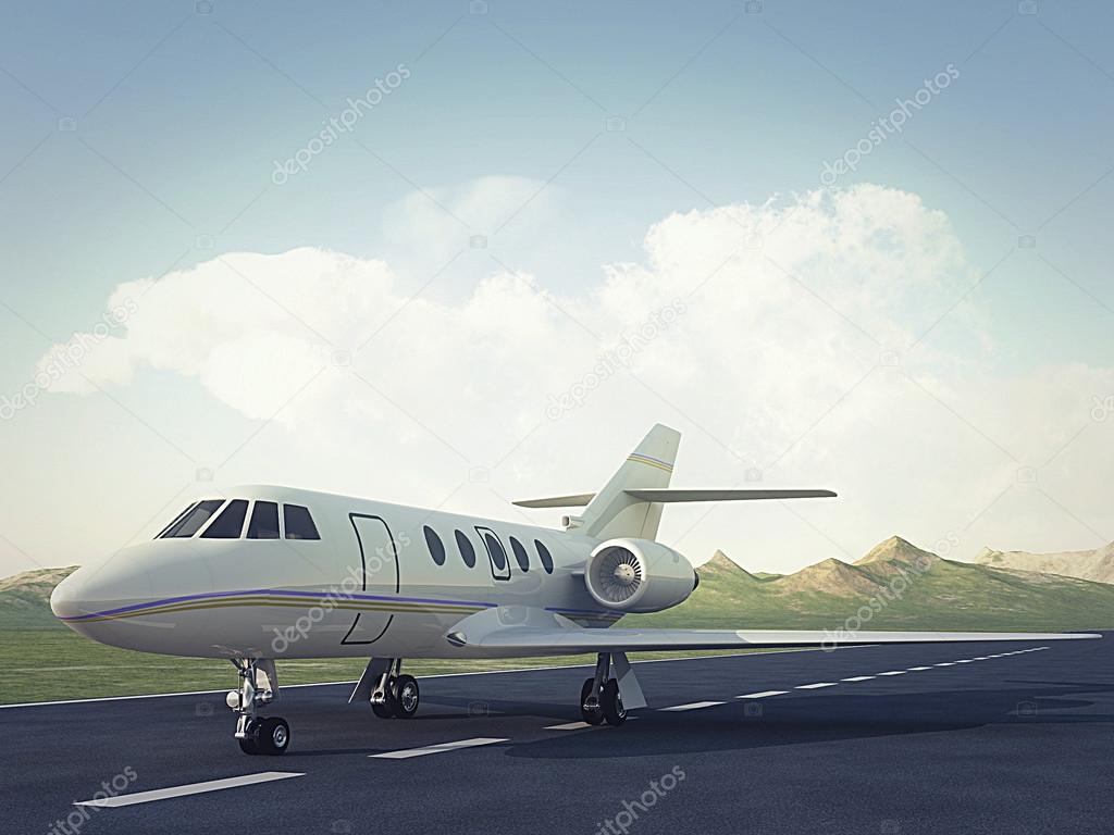 Airplane on the runway — Stock Photo © maximsamos #92761250