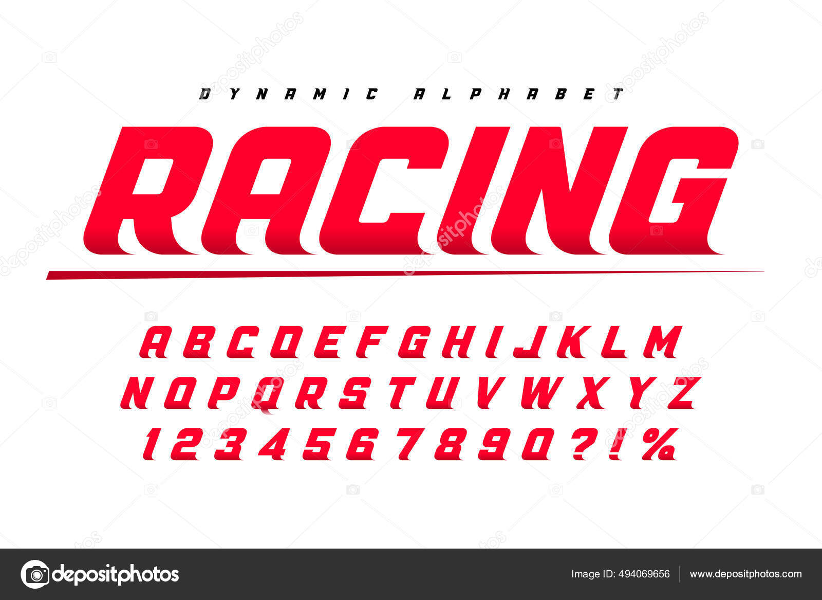 Racing display letters design, dynamic alphabet, numbers. Stock Vector ...