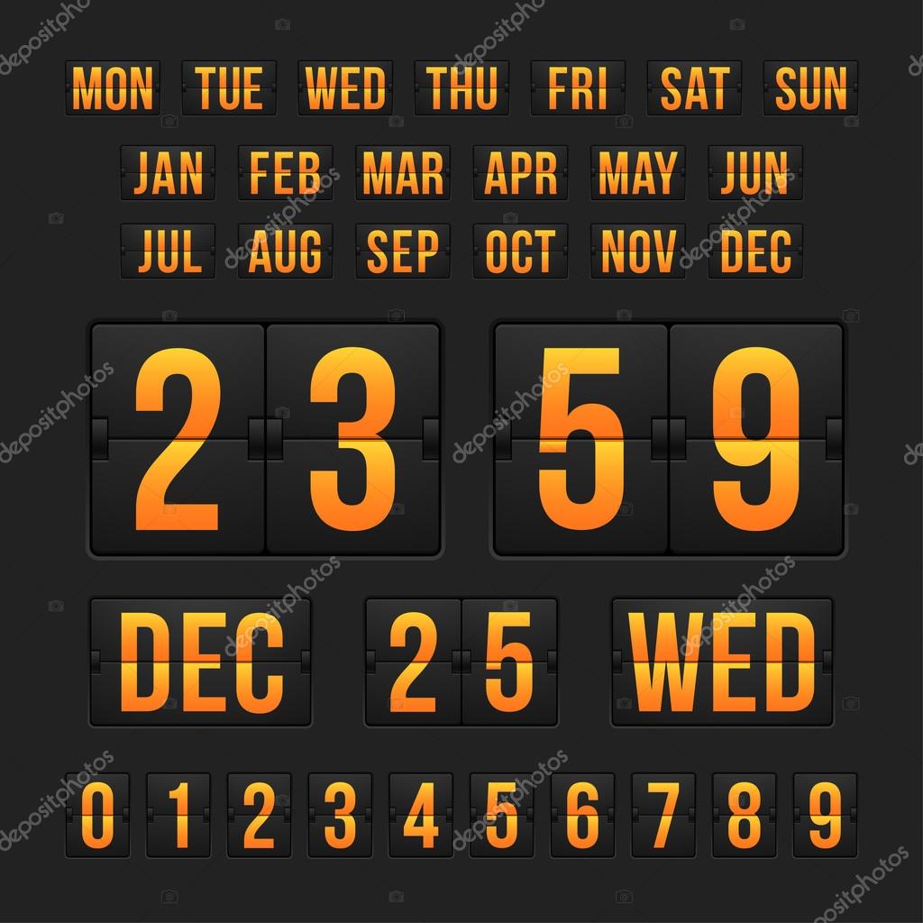 Countdown Timer And Date Calendar Scoreboard Stock Vector Image By
