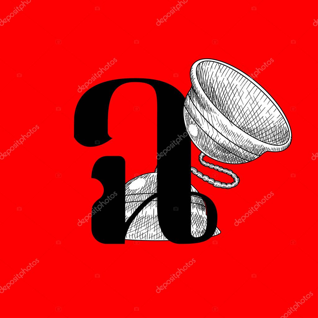 La novena letra del alfabeto tailandés con los pequeños platillos en ...