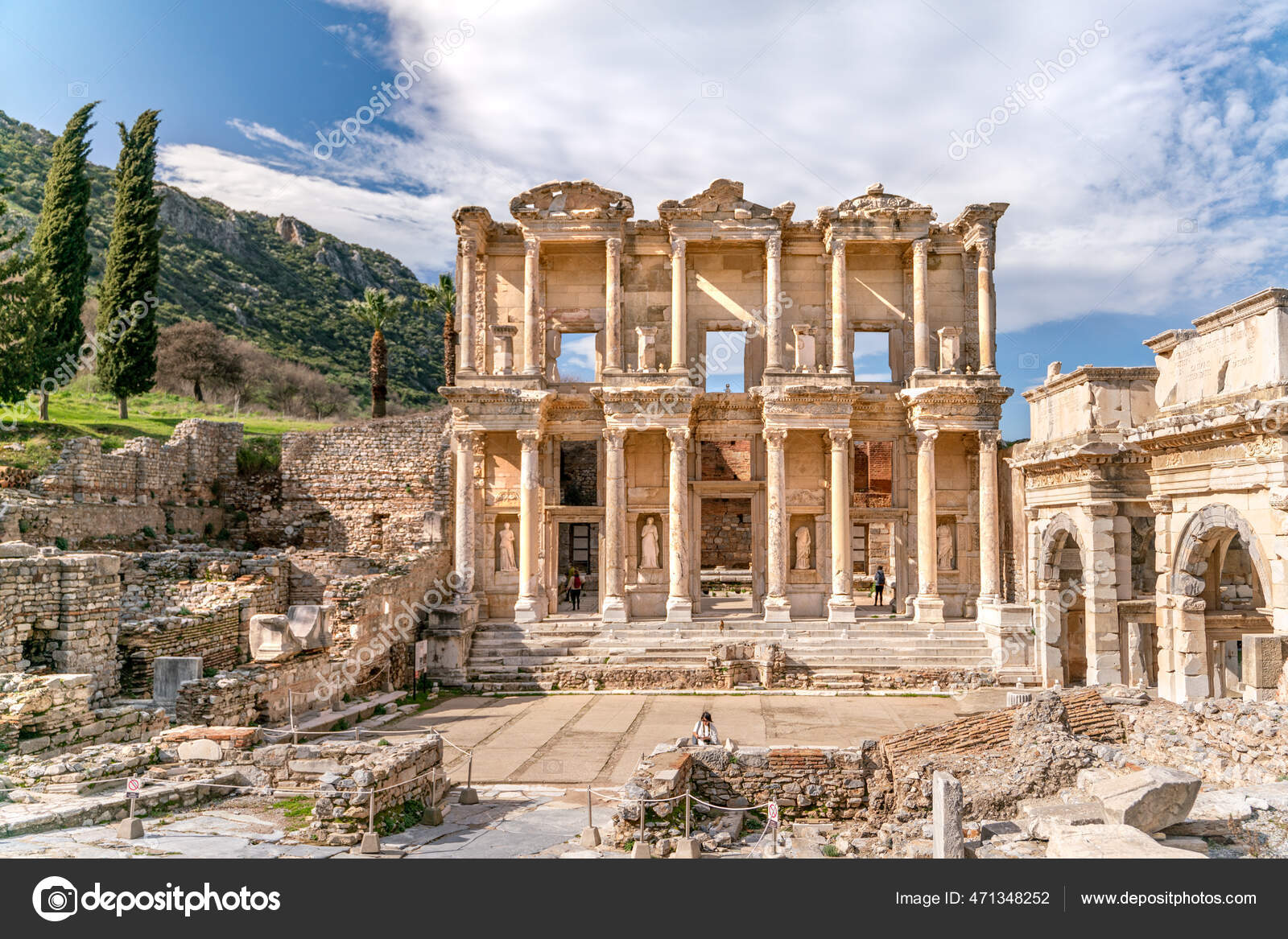 Celsus Library Ephesus Selcuk Izmir Turkey Marble Statue Sophia Goddess ...