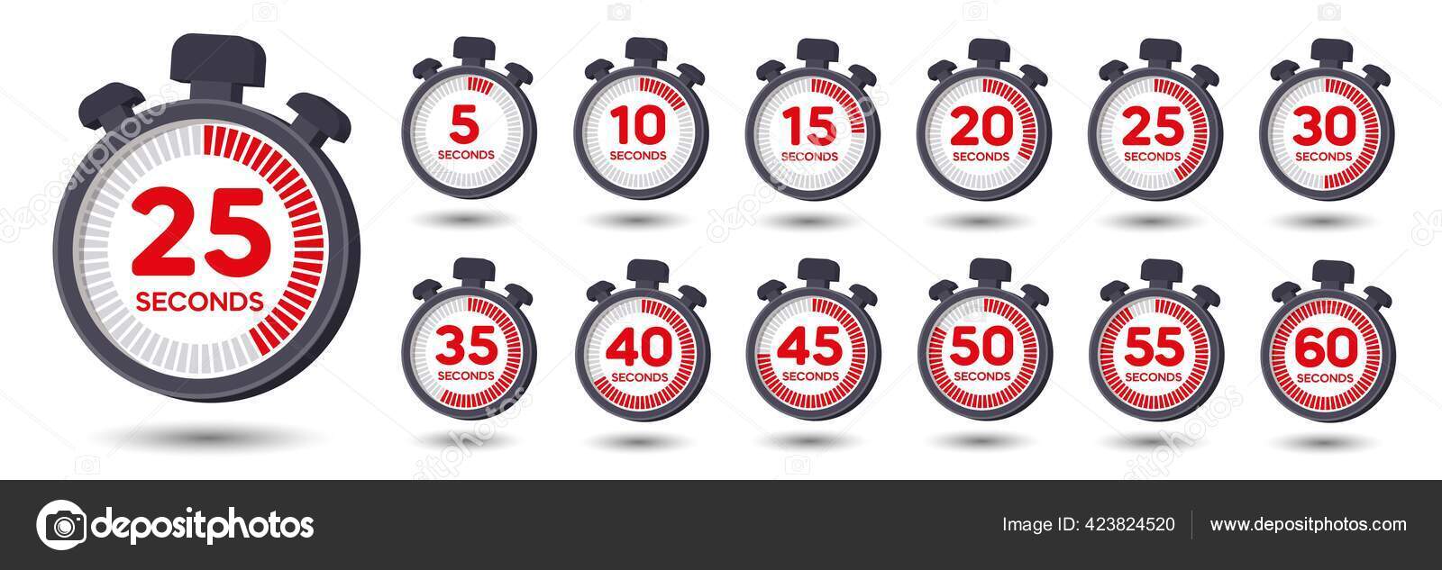 Stopwatch Time Timer Icons Set Seconds Seconds ⬇ Vector Image by ...