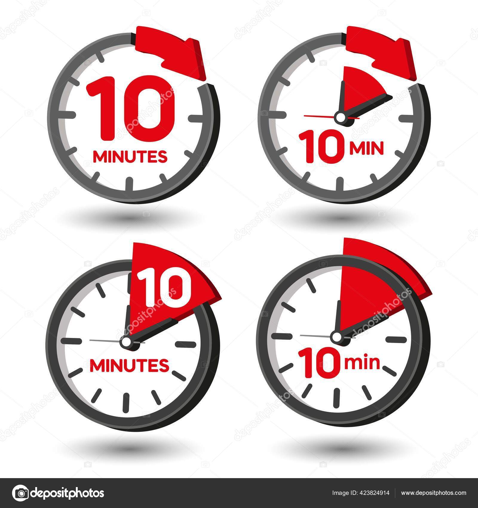 Menit Ikon Waktu Set Jam Vektor Waktu Menunjukkan Menit Vektor Stok ...