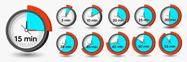 Menit Ikon Waktu Set Jam Vektor Waktu Menunjukkan Menit Vektor Stok ...