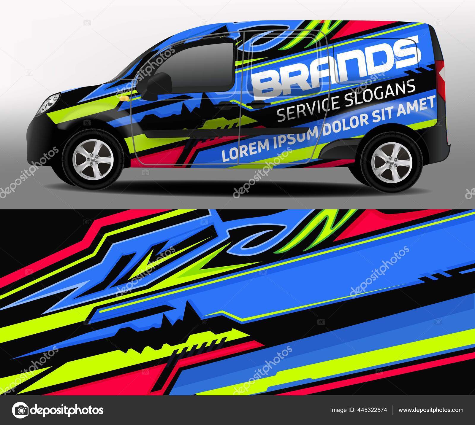 Car Design Development Company Vector Design Delivery Van Car Sticker ...