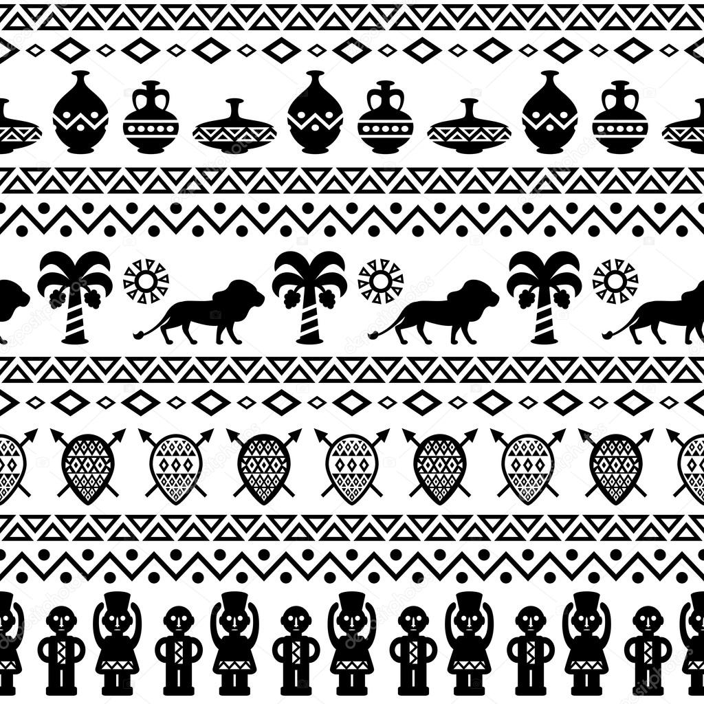 African Tribal Pattern Black And White
