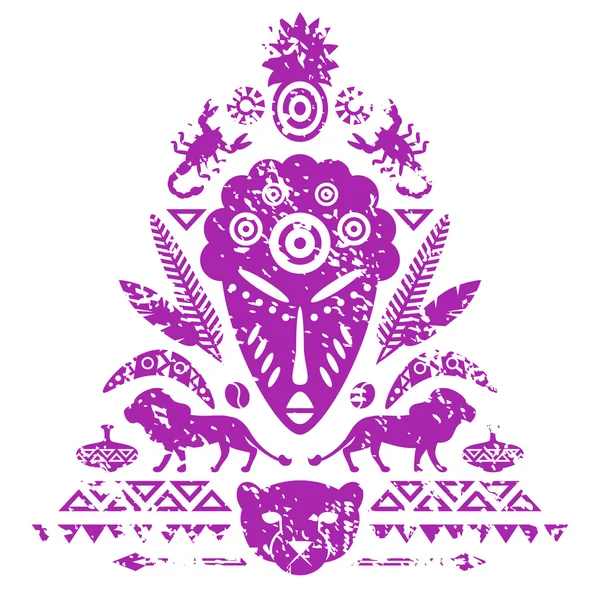 African Abstract Tribal Illustration — Stock Vector © Lianella 63911499