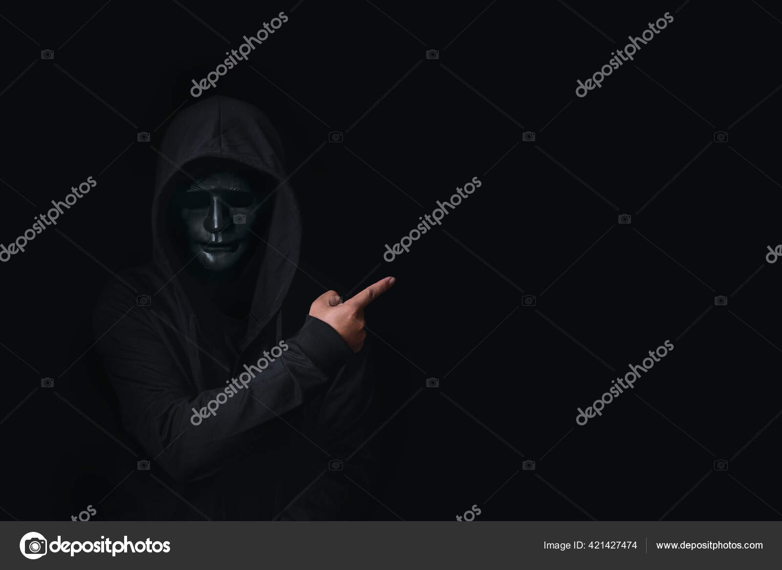 Dangerous Anonymous Hacker Man Hooded Mask Break Security Data Hack ...