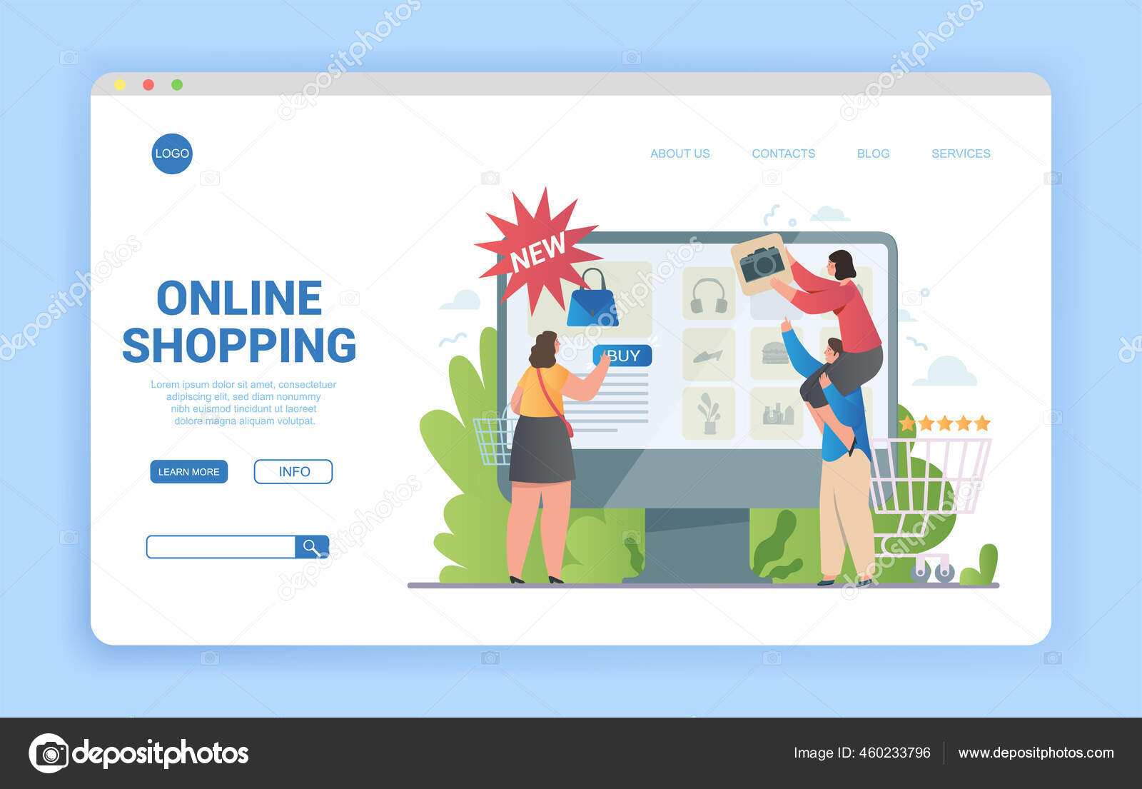 Online Shopping using a desktop computer with couple and individual ...