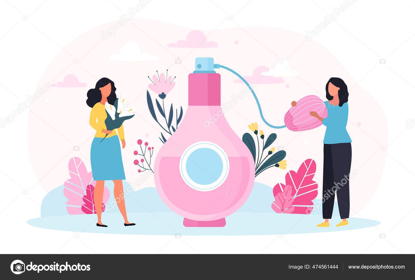 Two female characters using perfume Stock Vector Image by ©mentalmind ...