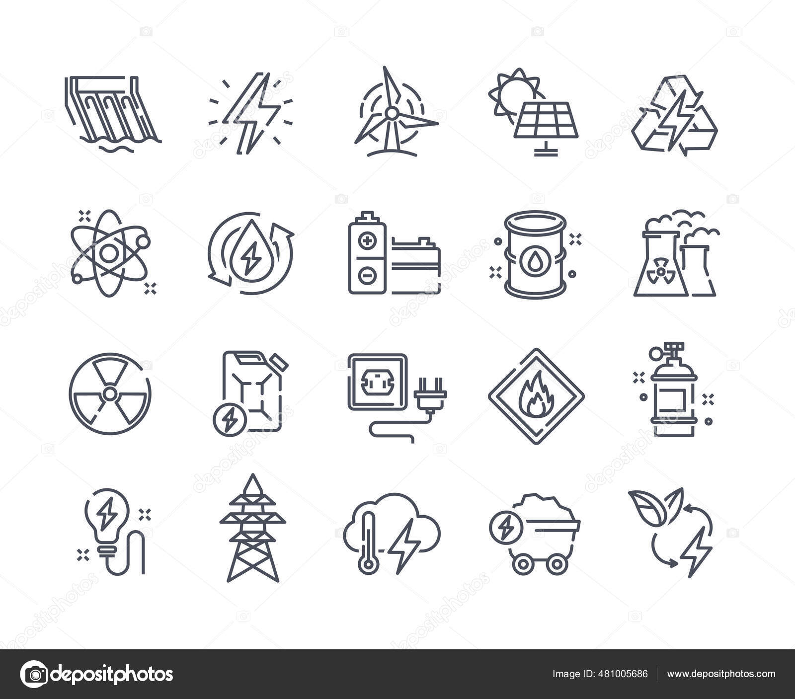 Simple Energy Types Vector Line Icons Stock Vector Image by ©mentalmind ...