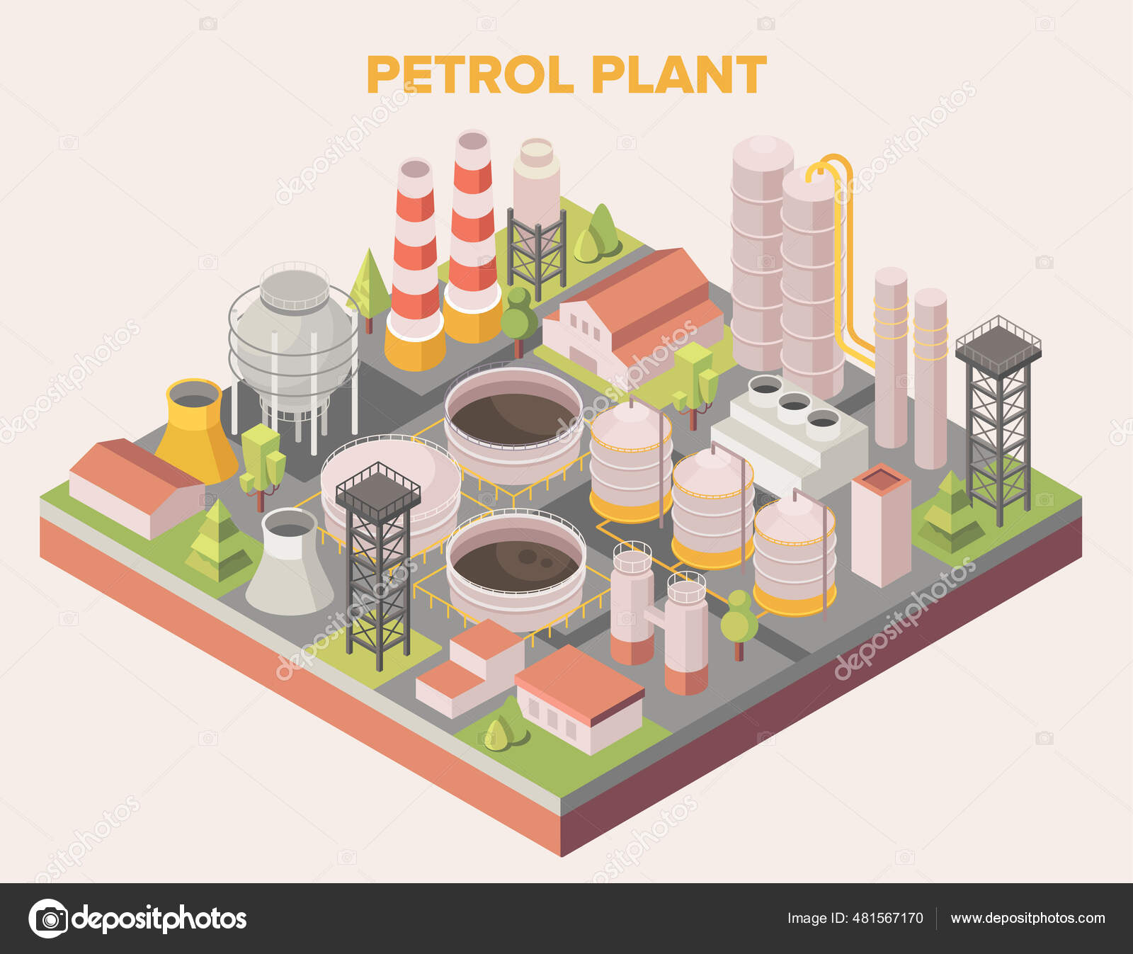 Isometric graphic of a petroleum or oil refinery Stock Vector Image by ...
