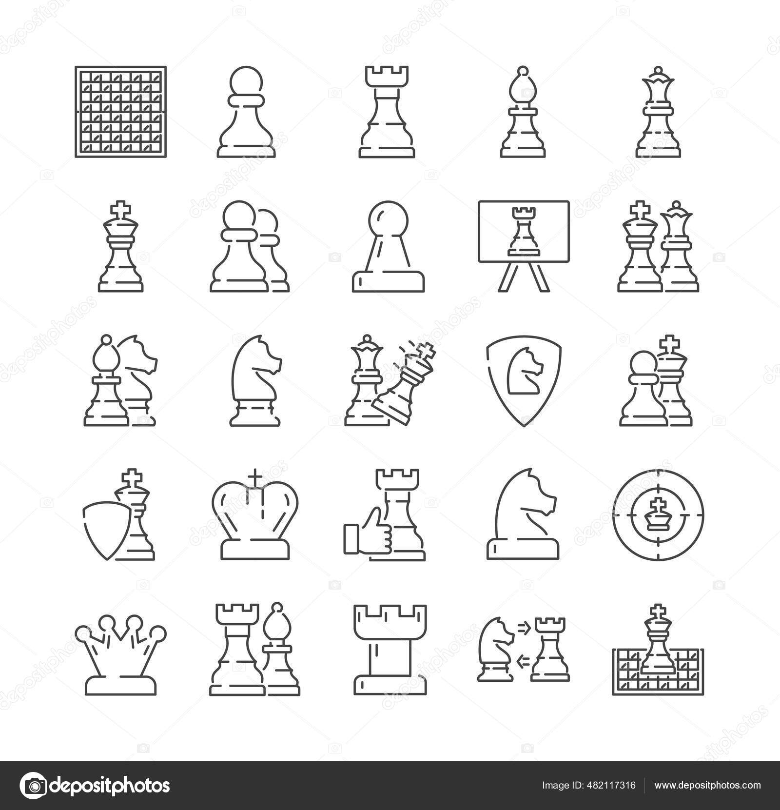 Large set of chess icons with pieces and moves Stock Vector Image by ...