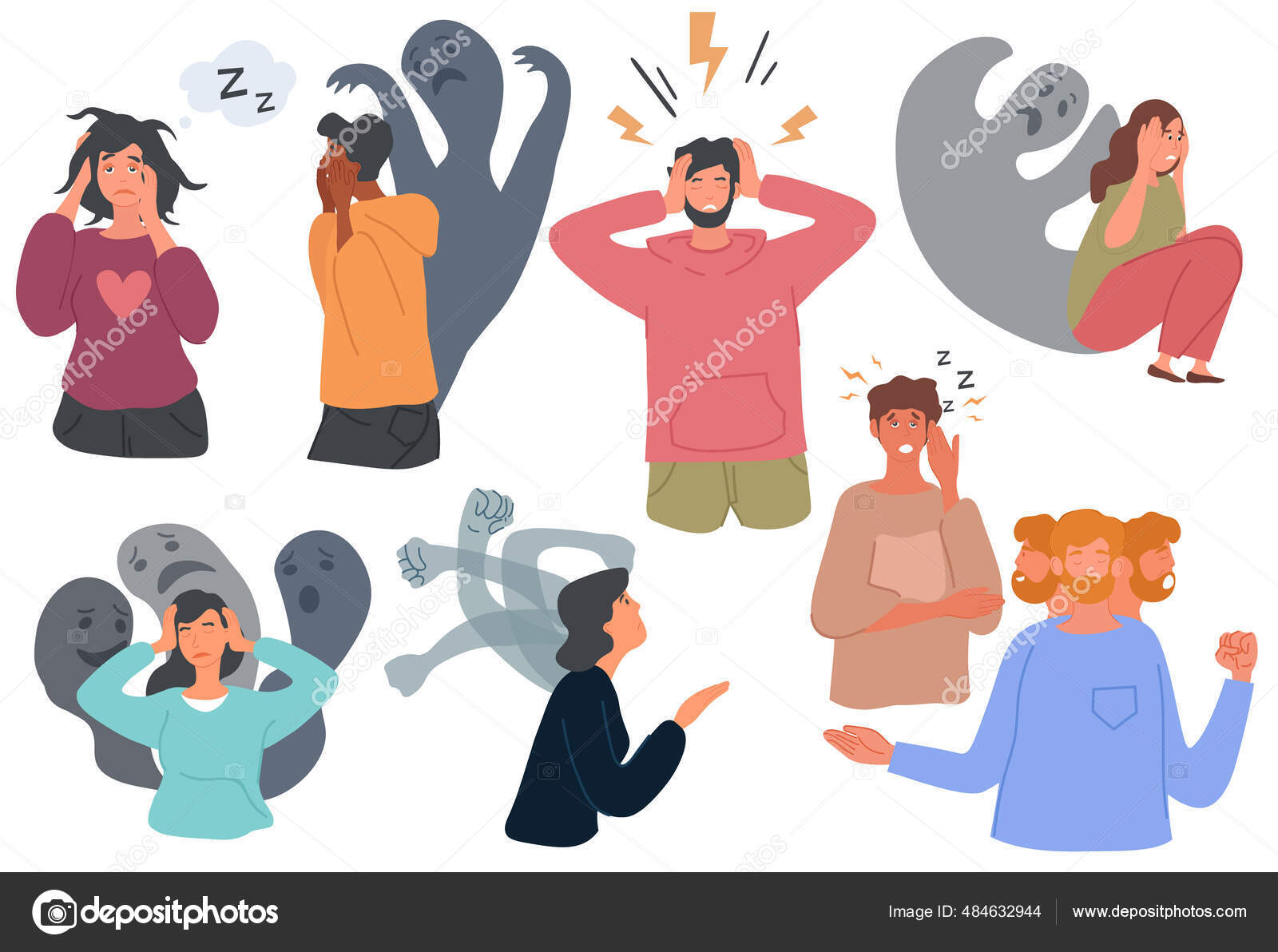 Pessoas com problemas de saúde mental Vetor de ©mentalmind 484632944