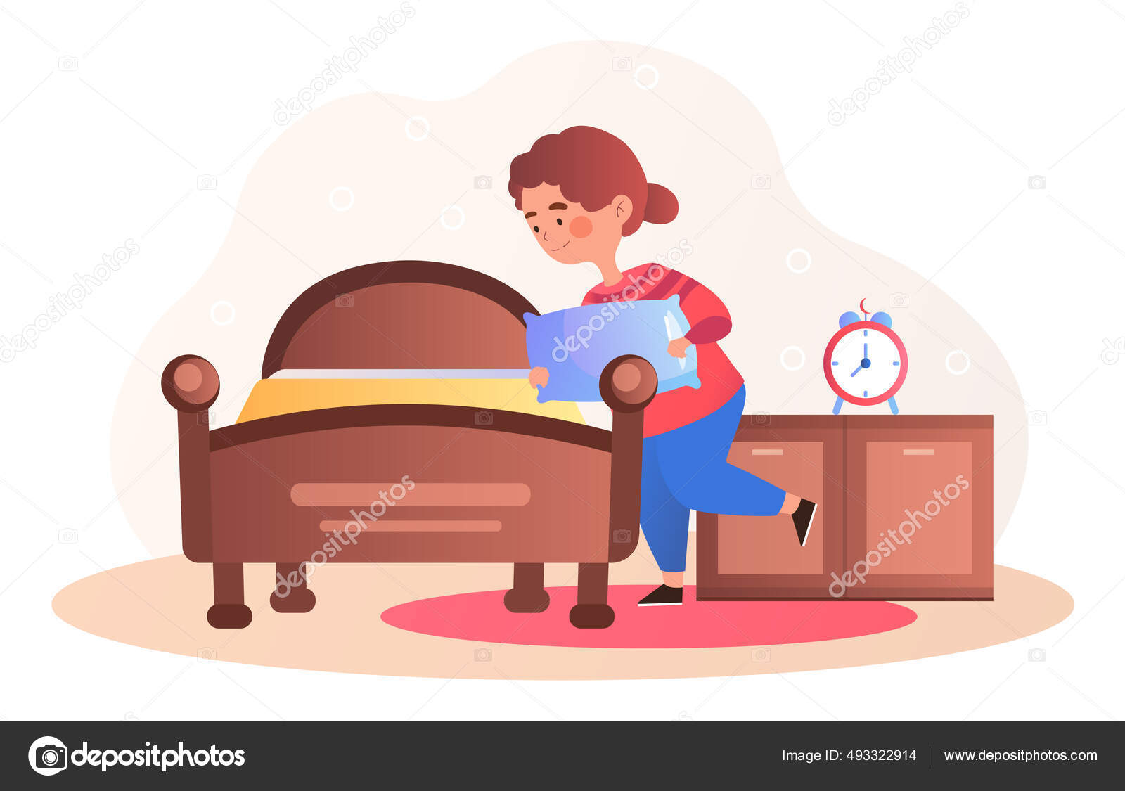 Child Making Bed Clip Art