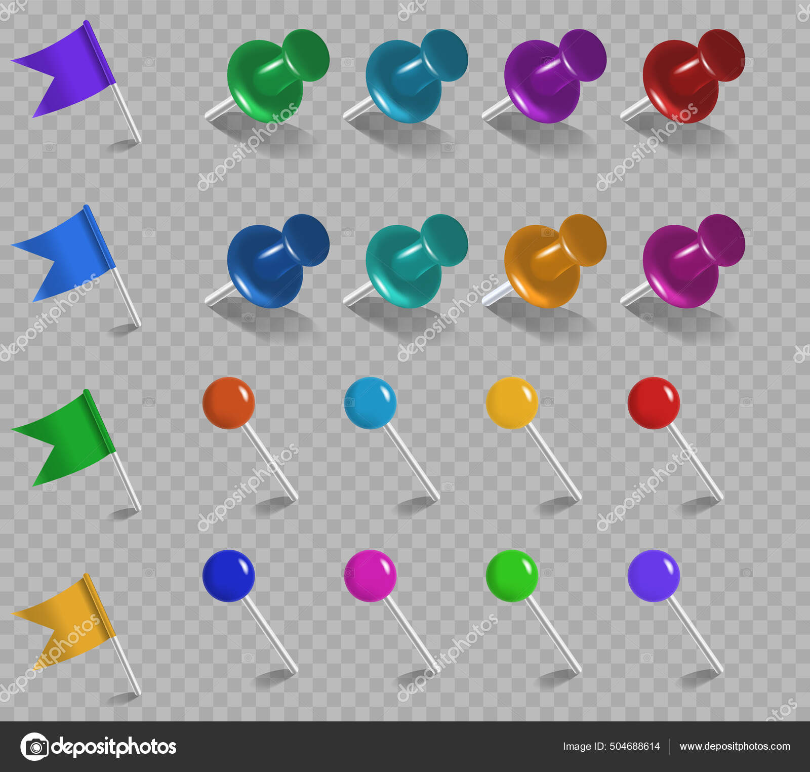 Alfileres banderas tachuelas conjunto Vector de stock #504688614 de ...