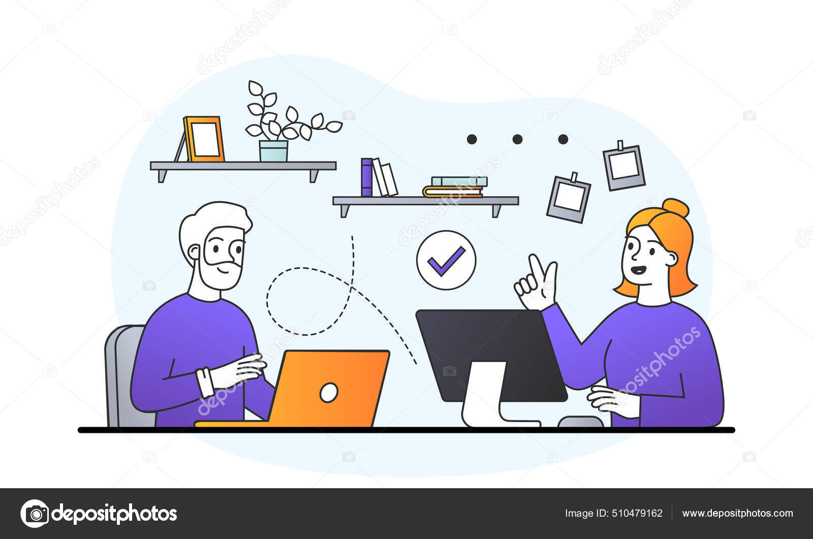Self isolation and home office concept Stock Vector Image by ...