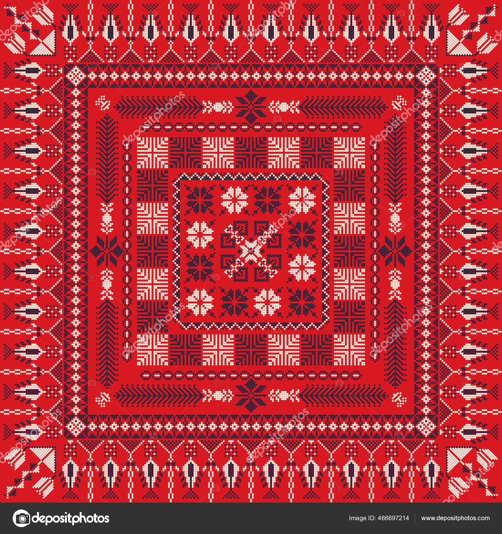 Traditional Palestinian Embroidery Pattern Colors Editable Vector ...