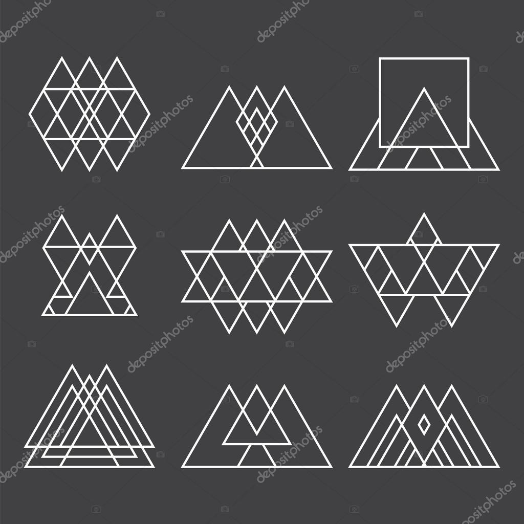 Set of 9 geometric shapes triangles, squares and lines for your Stock ...