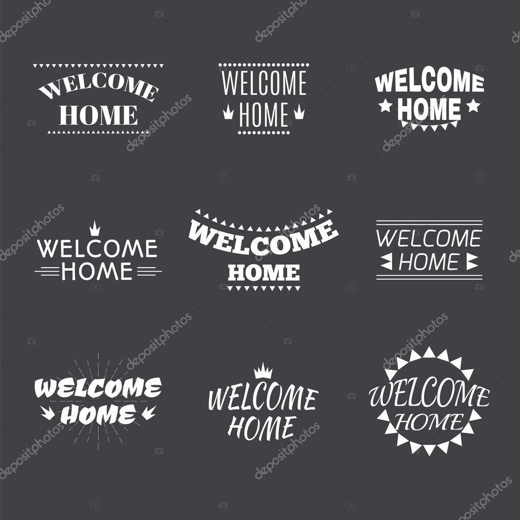 Welcome home collection. Set of 9 labels, emblems, stickers or b Stock ...