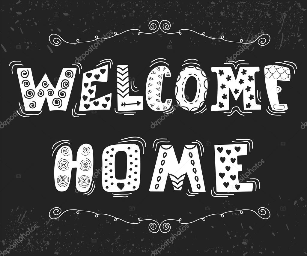 Welcome home text with cute design elements Stock Vector Image by ...